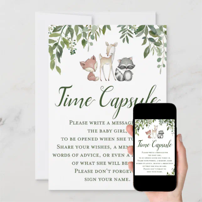 Woodland Baby Shower Game - Time Capsule Invitation | Zazzle