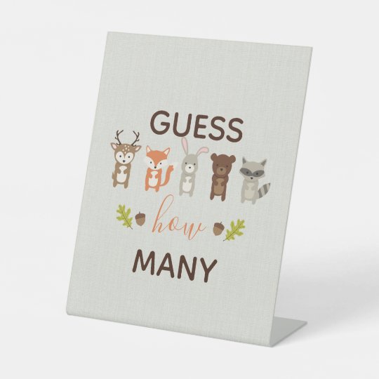 Woodland Baby Shower Guess How Many Sign | Zazzle.com