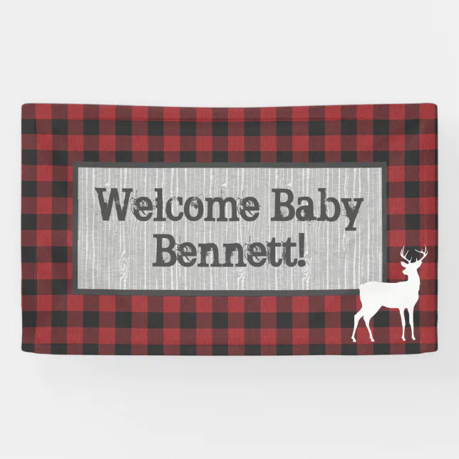 Woodland Banner - Red And Black Plaid | Zazzle