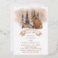 Woodland Bear |Animals Bearly Wait Boy Baby Shower Foil Invitation | Zazzle