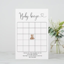 Woodland Bear Baby Shower Bingo Game | Zazzle