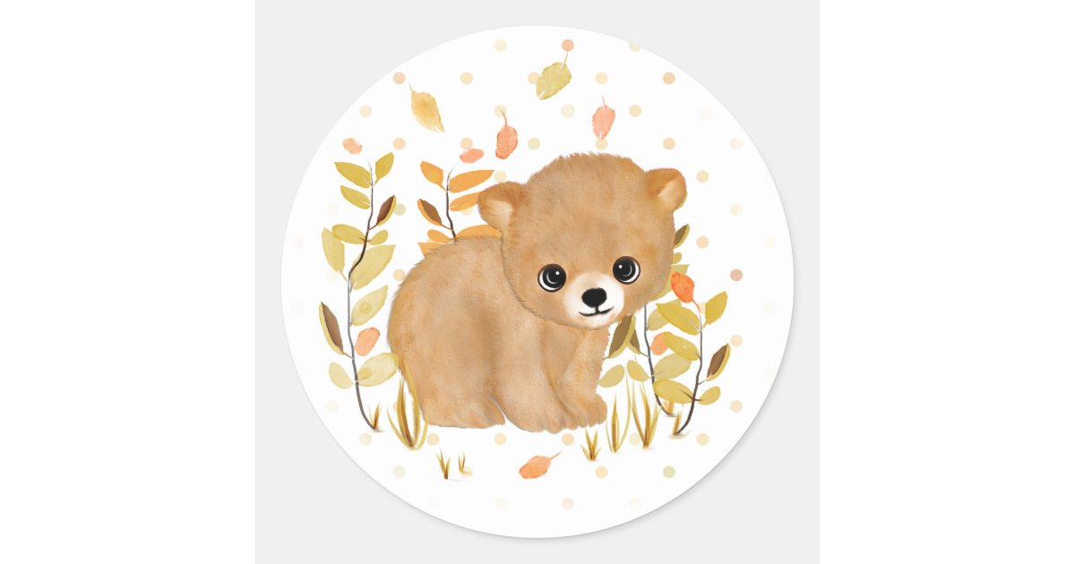 Woodland Bear Cub Stickers | Zazzle