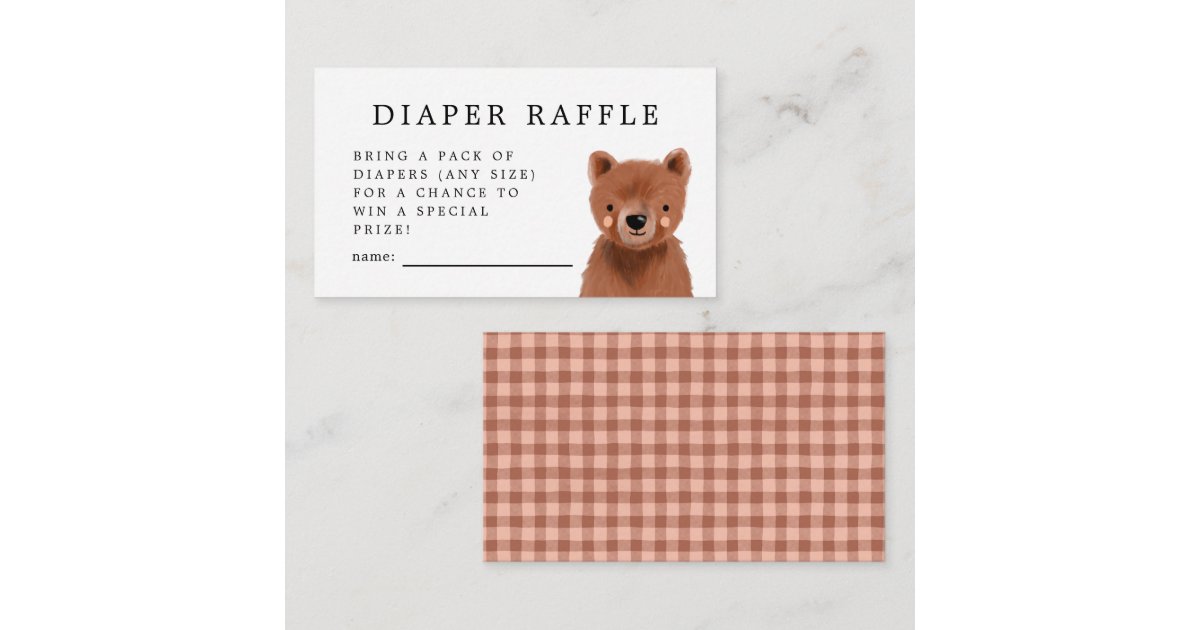 Woodland Bear Diaper Raffle Ticket Enclosure Card | Zazzle