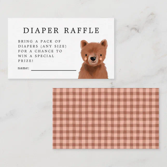 Woodland Bear Diaper Raffle Ticket Enclosure Card | Zazzle