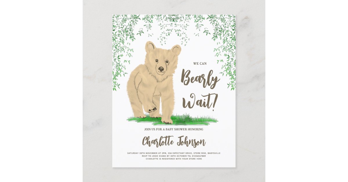 Woodland Bear Foliage Gender Neutral Flyer | Zazzle