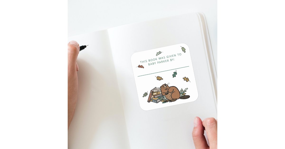 Woodland Beaver Storybook Baby Bookplates | Zazzle