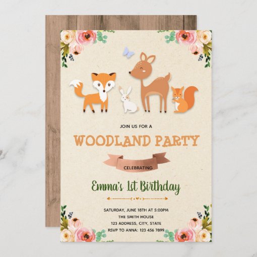 Woodland Birthday Invitation Card Zazzle