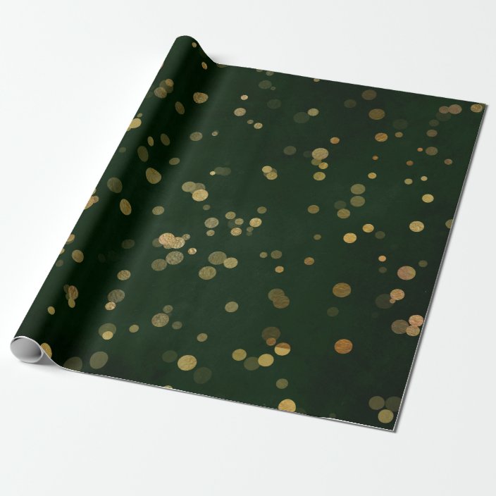 Woodland Cali Deep Green Forest Golden Confetti Wrapping Paper | Zazzle.com