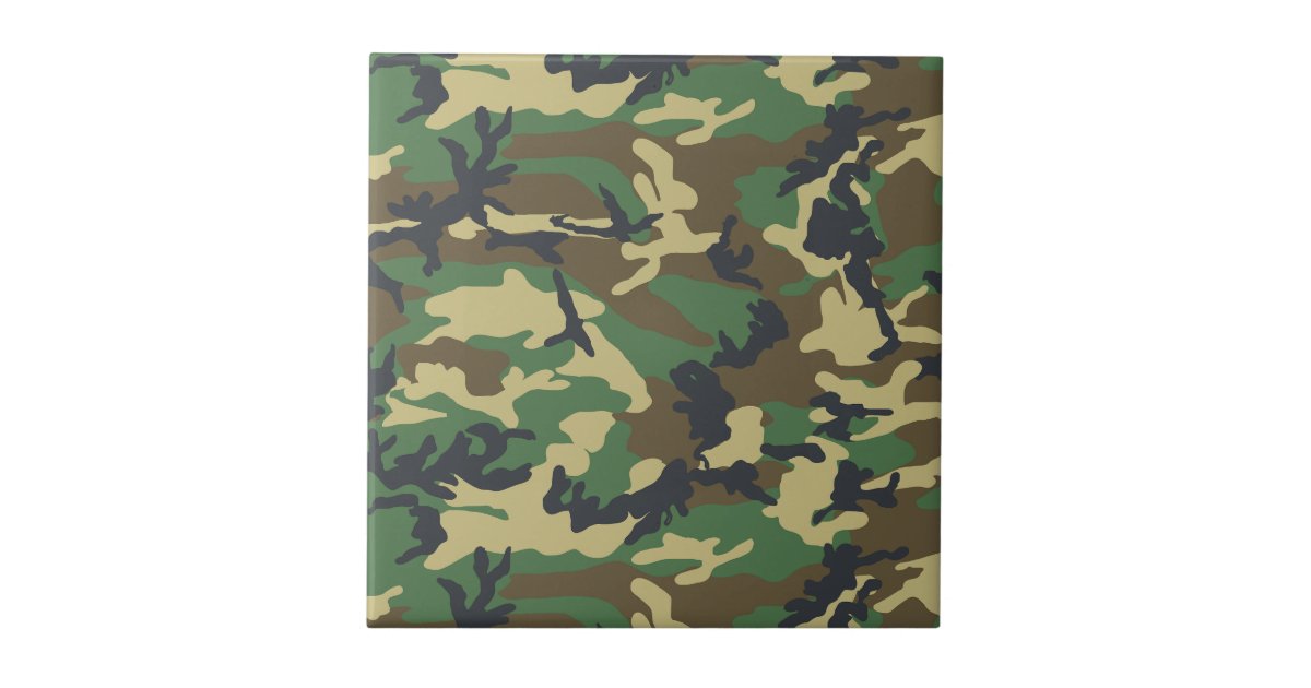 Woodland Camo Ceramic Tile | Zazzle