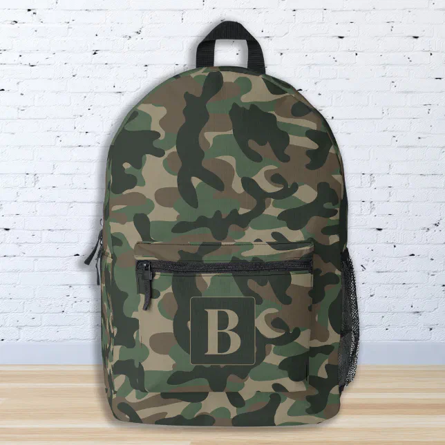 Woodland Camo Personalized Monogram Camouflage Printed Backpack | Zazzle