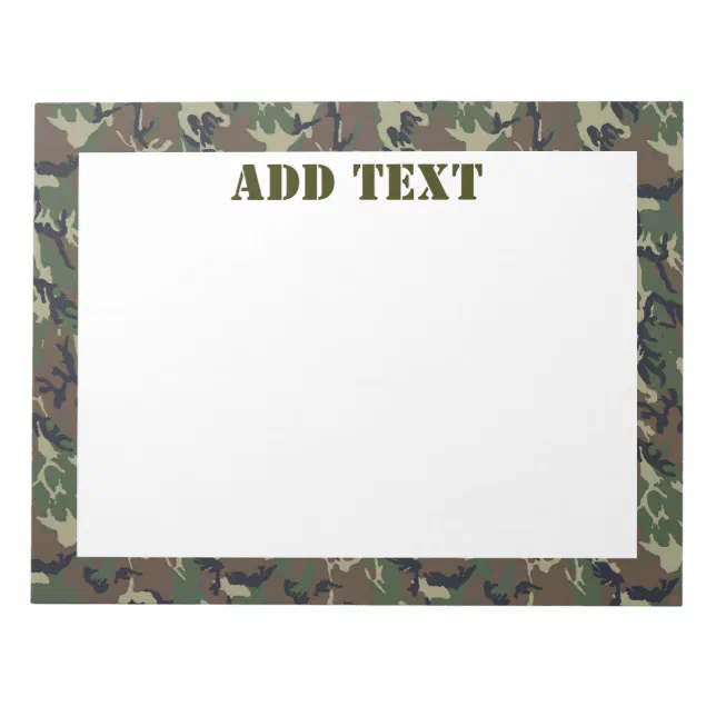 Woodland Camouflage Military Background Notepad | Zazzle