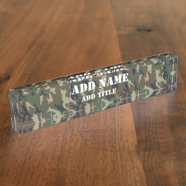 Woodland Camouflage Military Pattern Name Plate | Zazzle