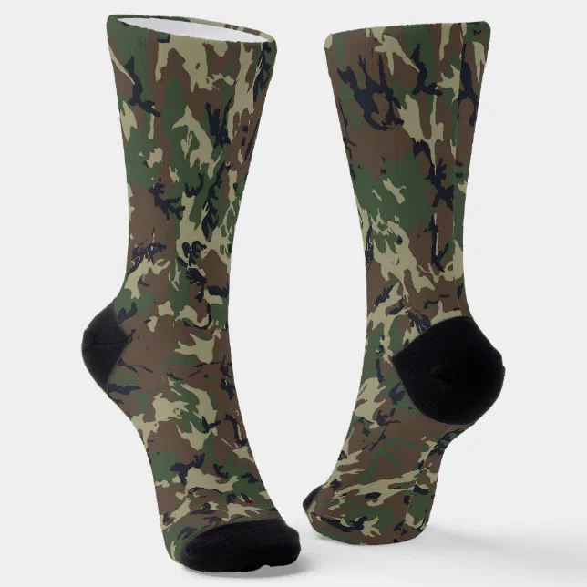 Woodland Camouflage Military Pattern Socks | Zazzle