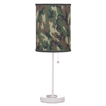 Woodland Camouflage Military Table Lamp | Zazzle