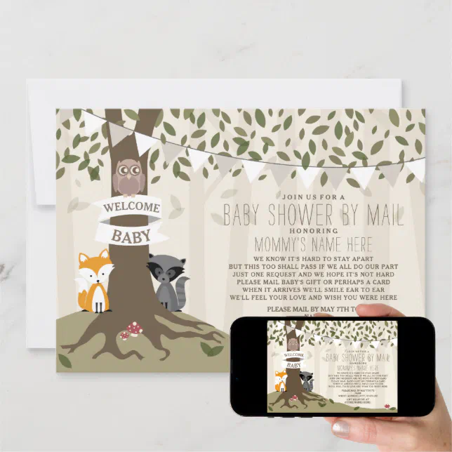 Woodland Creature Social Distance Baby Shower Invitation | Zazzle