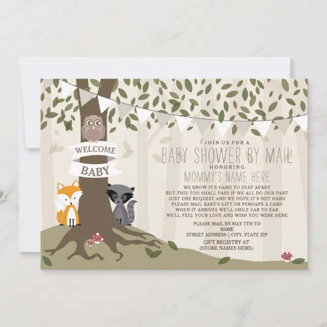 Woodland Creature Social Distance Baby Shower Invitation | Zazzle