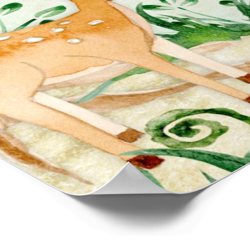 Woodland Creatures Animals Deer Fox Rabbit Owl Art Poster | Zazzle