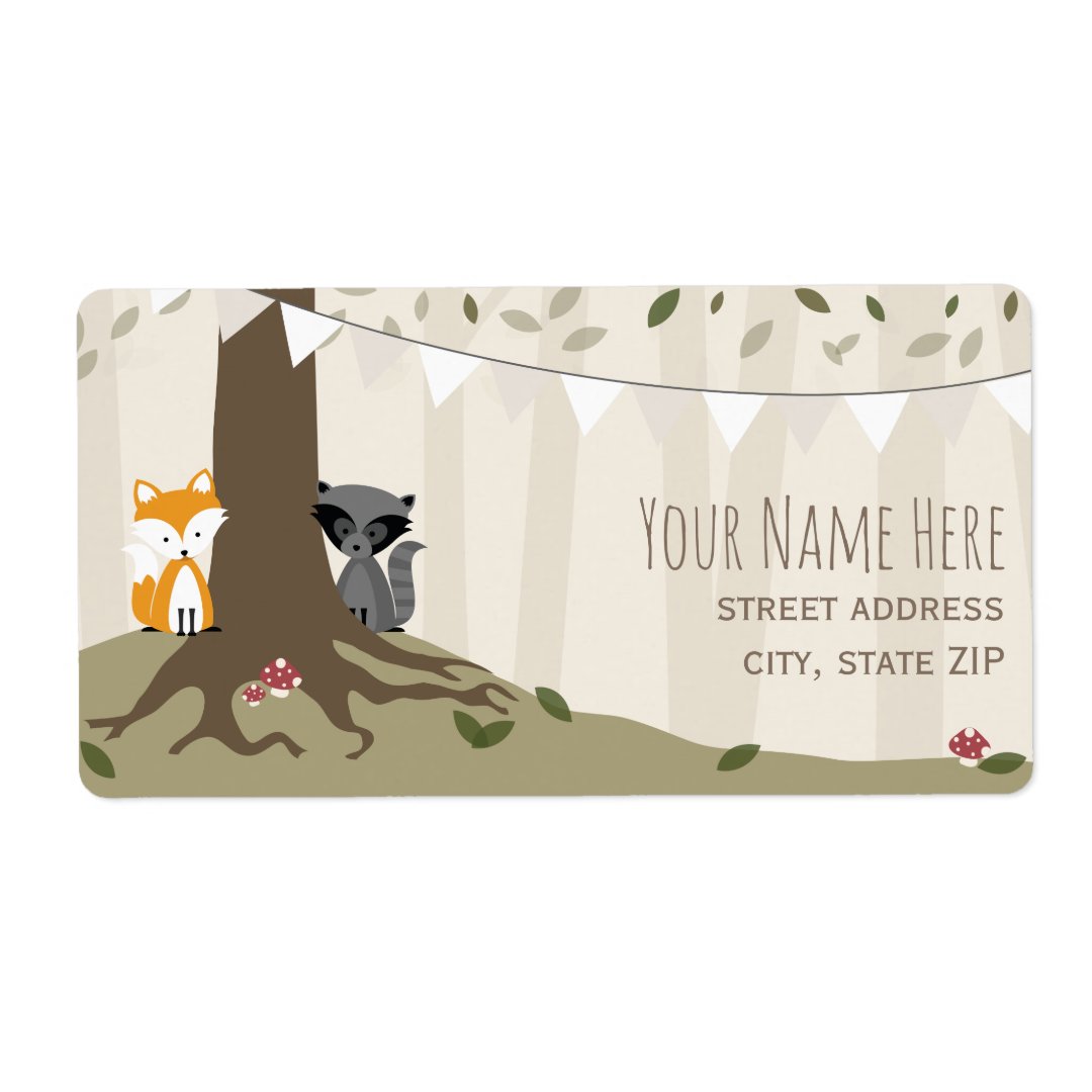 Woodland Creatures Neutral Baby Shower Label | Zazzle