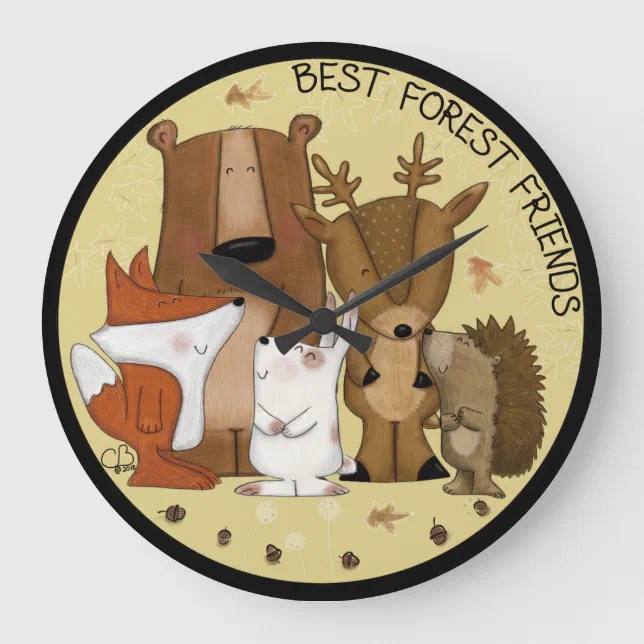 Woodland Crew-Best Forest Friends/ Individual Large Clock | Zazzle