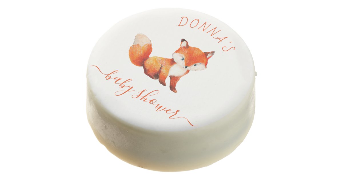 Woodland Cute Red Fox Handwriting Baby Shower Chocolate Covered Oreo ...