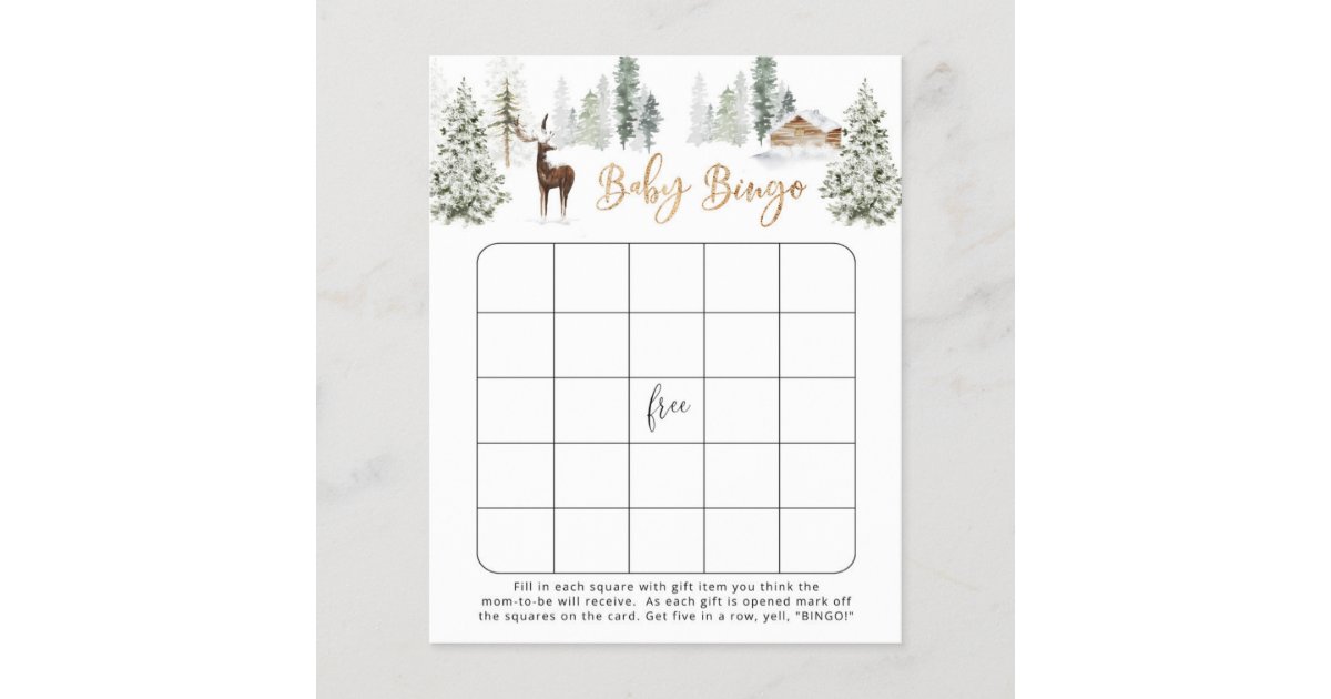 Woodland deer baby bingo game | Zazzle