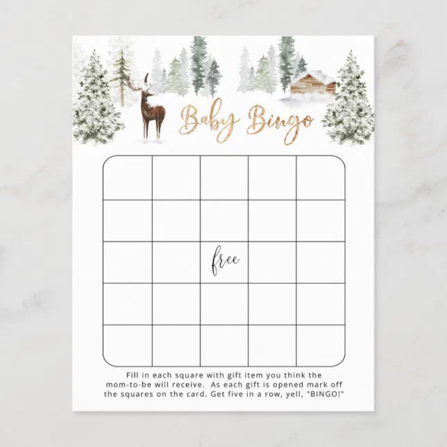 Woodland deer baby bingo game | Zazzle