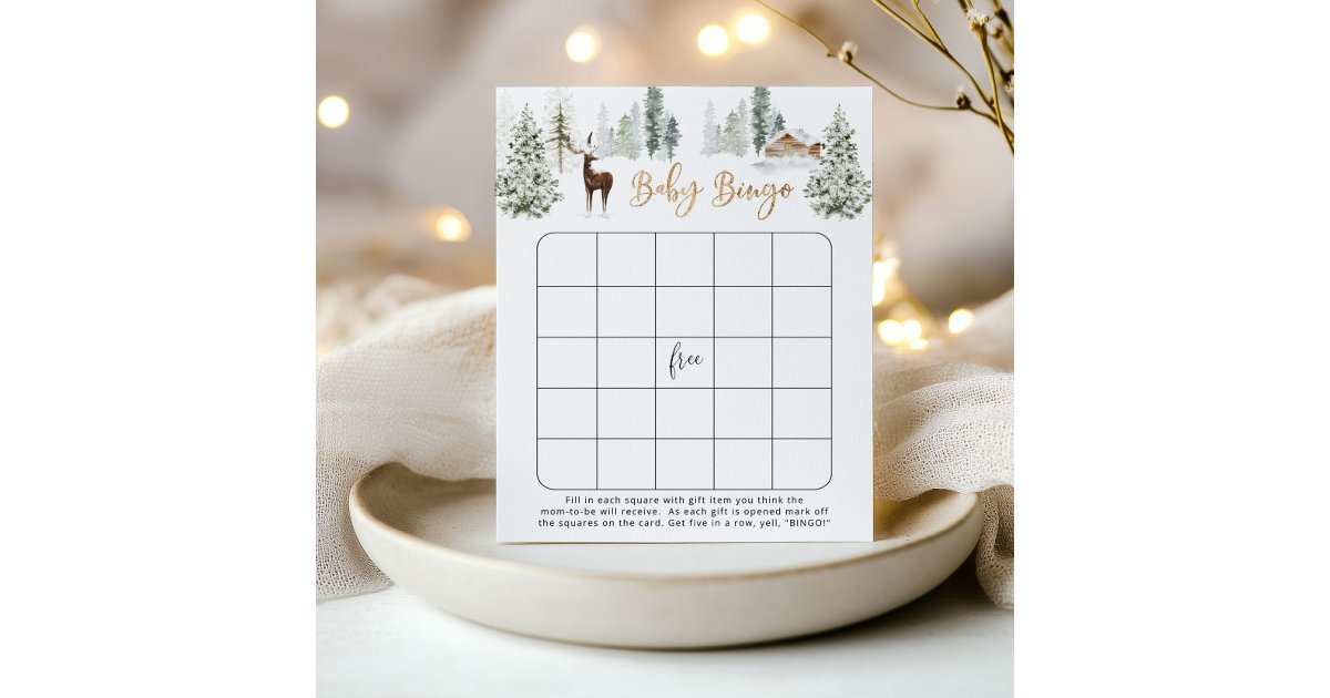 Woodland deer baby bingo game | Zazzle