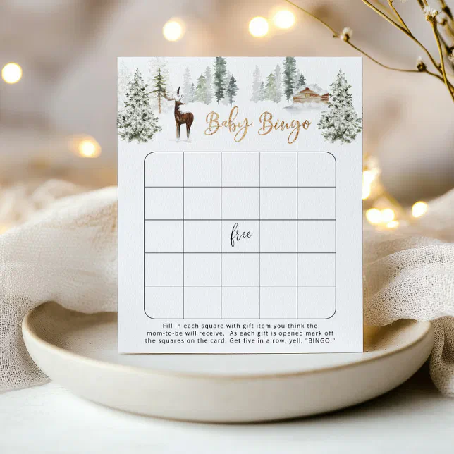 Woodland deer baby bingo game | Zazzle