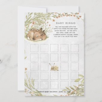 Woodland Deer | Baby Shower Bingo Card | Zazzle