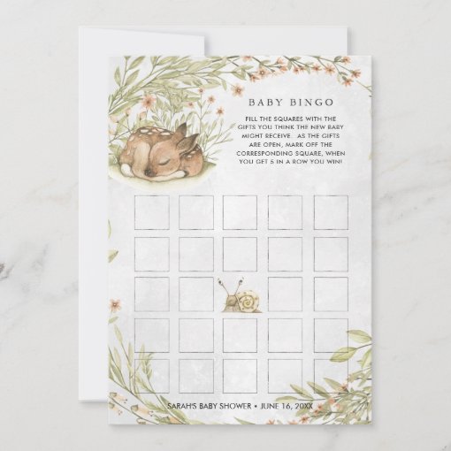 Woodland Deer | Baby Shower Bingo Card | Zazzle