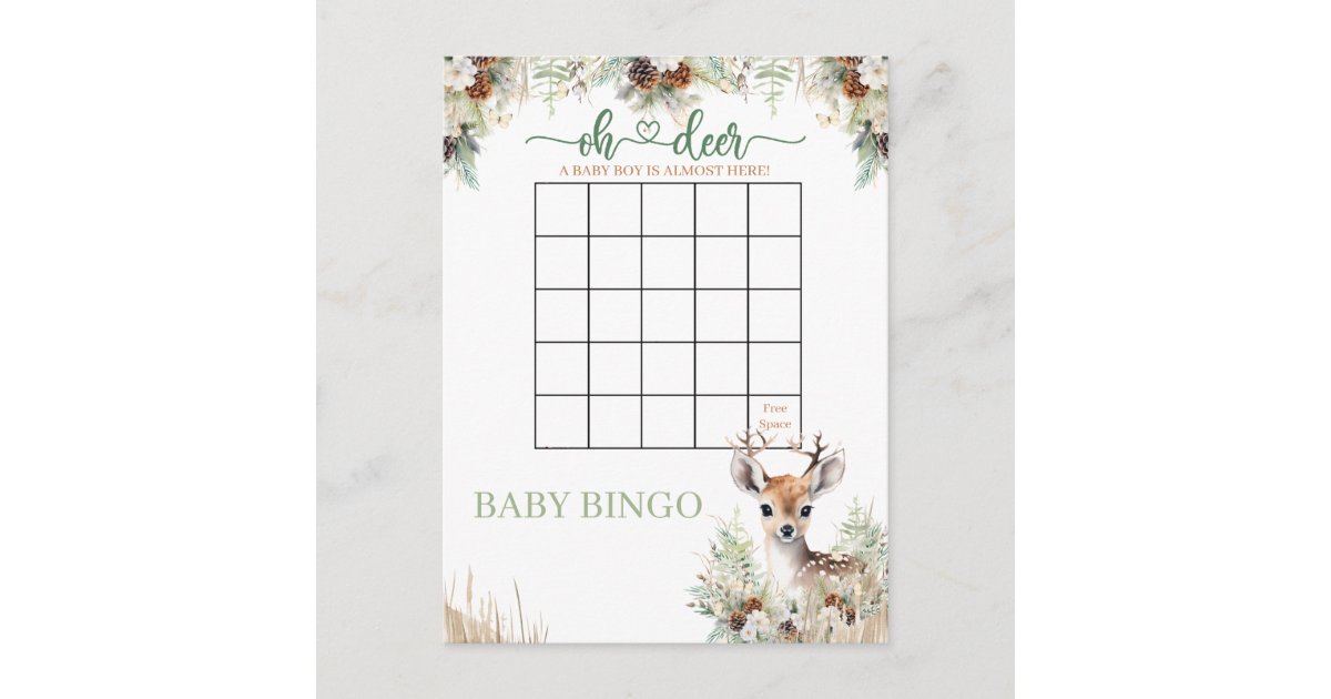 Woodland Deer Baby Shower Boy Game Postcard | Zazzle