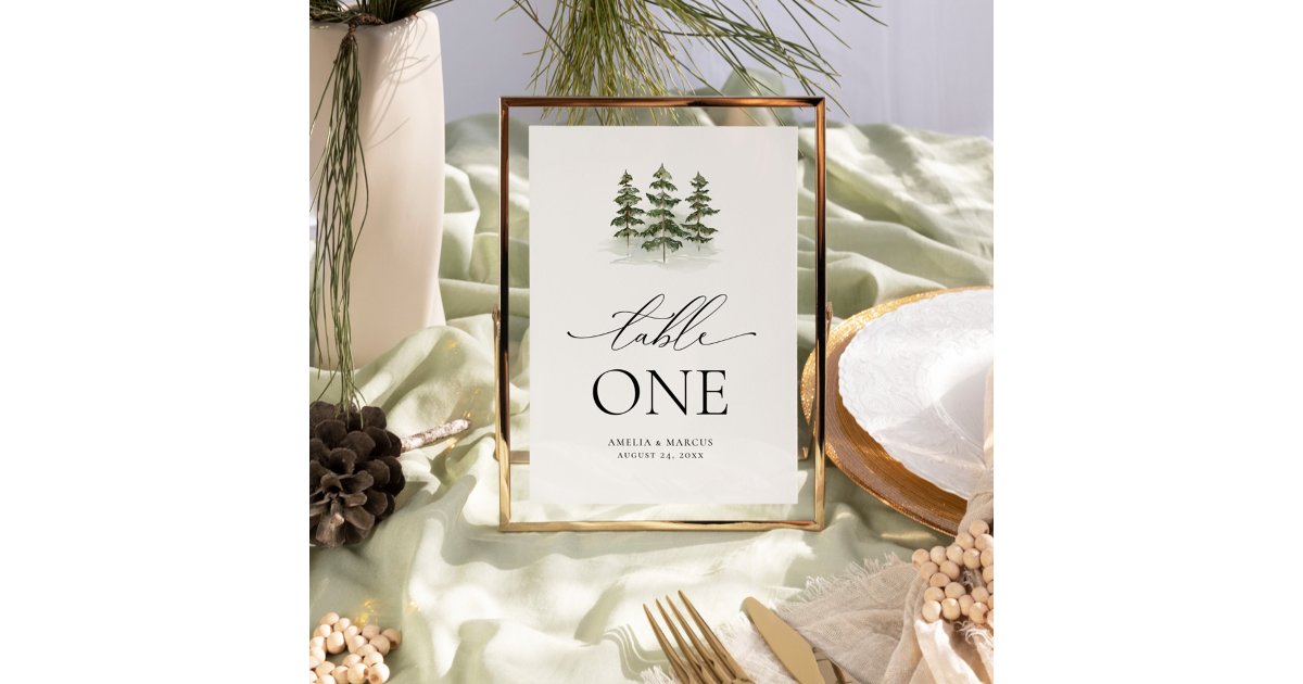Woodland Evergreen Table Number | Zazzle