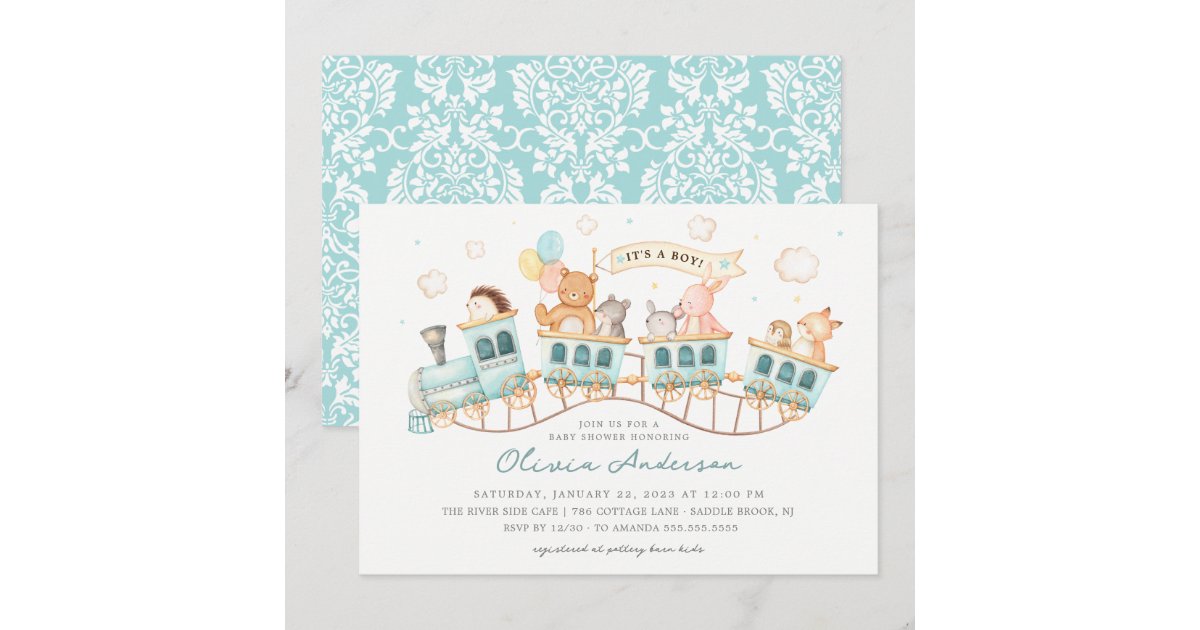 Woodland Express Baby Shower Invitation | Zazzle