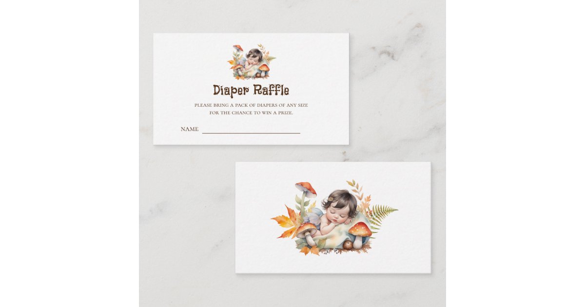 Woodland Fairy Baby Shower Diaper Raffle Tickets Enclosure Card | Zazzle
