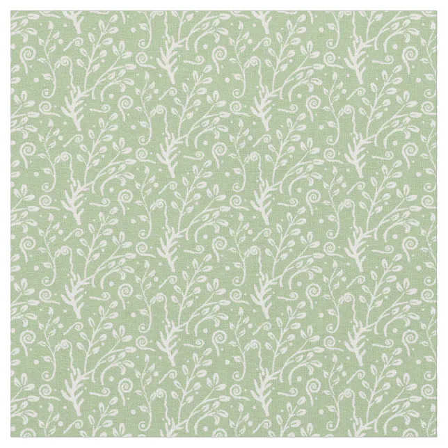 Woodland Fairytale Fern Swirl Baby Girl Nursery Fabric | Zazzle