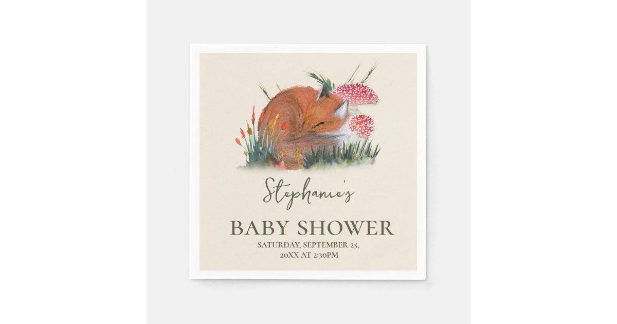 Woodland Fall Baby Shower | Cottage Core Napkins | Zazzle