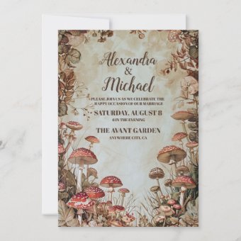 Woodland Fall Watercolor Mushroom Wedding Invitation | Zazzle
