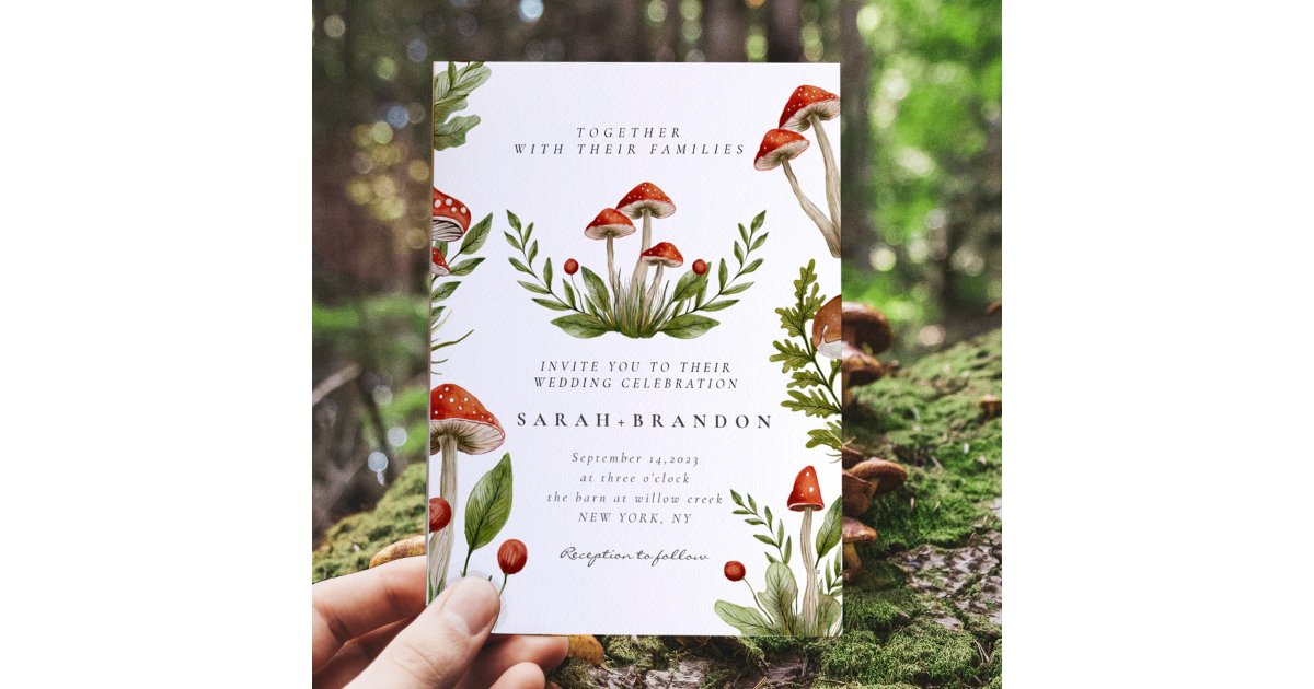 Woodland Fall Watercolor Mushroom Wedding Invitation | Zazzle