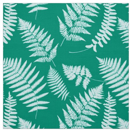 Woodland Fern Pattern, Cobalt Blue and White Fabric | Zazzle