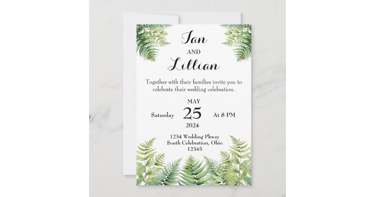 Woodland Fern Wedding Invitation | Zazzle