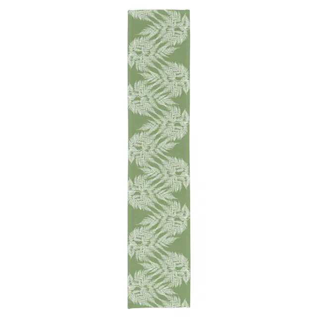 Woodland Fern White Silhouette Pattern Short Table Runner | Zazzle