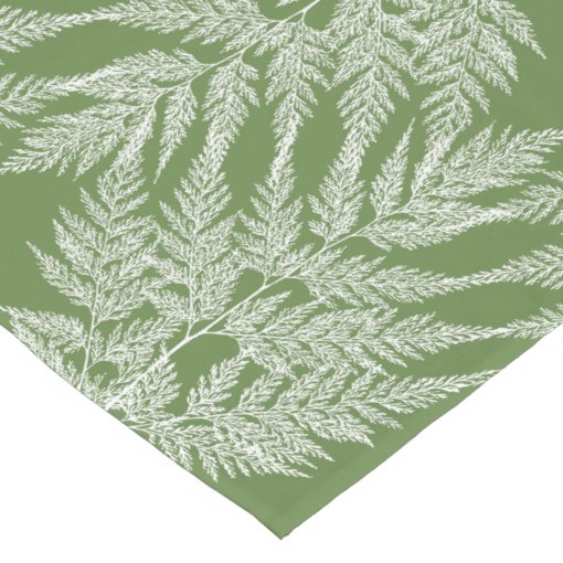 Woodland Fern White Silhouette Pattern Short Table Runner | Zazzle