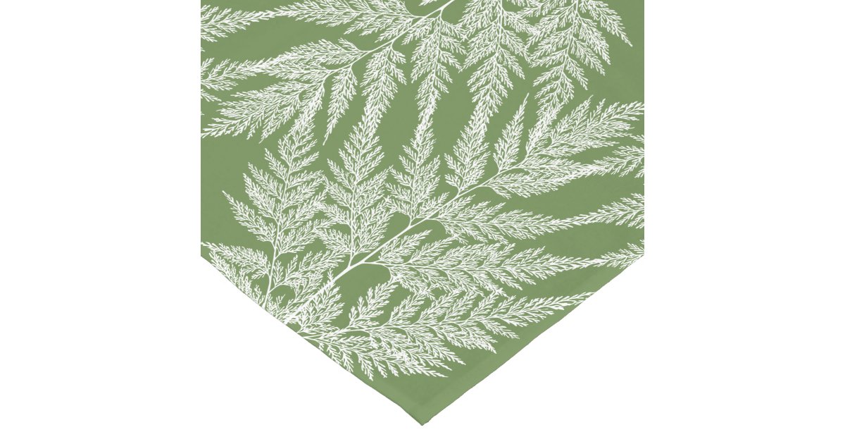 Woodland Fern White Silhouette Pattern Short Table Runner | Zazzle