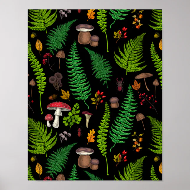 Woodland flora and fauna poster | Zazzle