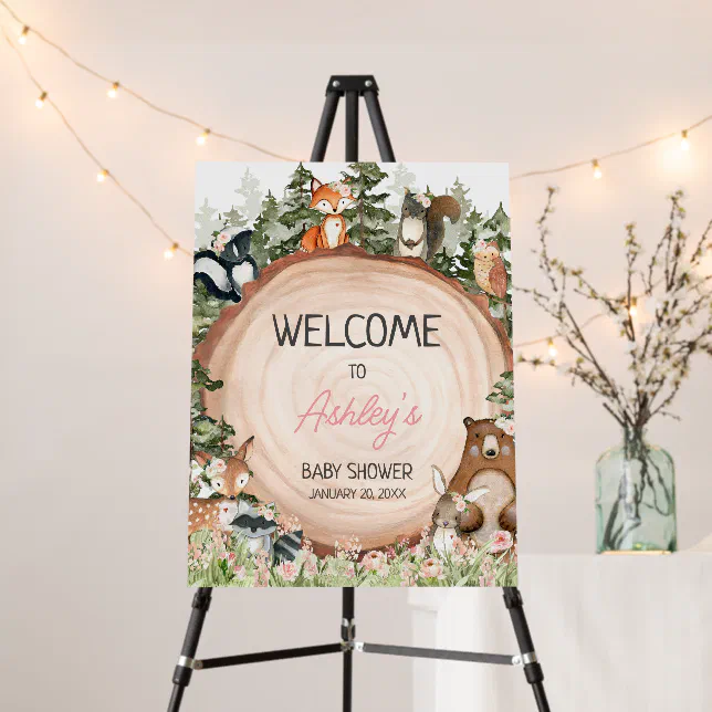 Woodland Floral Wood Slice Welcome Sign | Zazzle