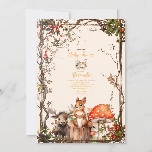 Woodland Forest Animals Baby Shower Invitation | Zazzle