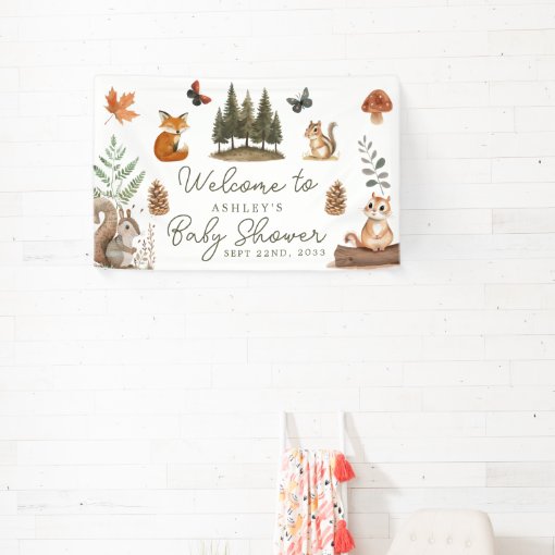 Woodland Forest Animals Baby Shower Welcome Banner | Zazzle