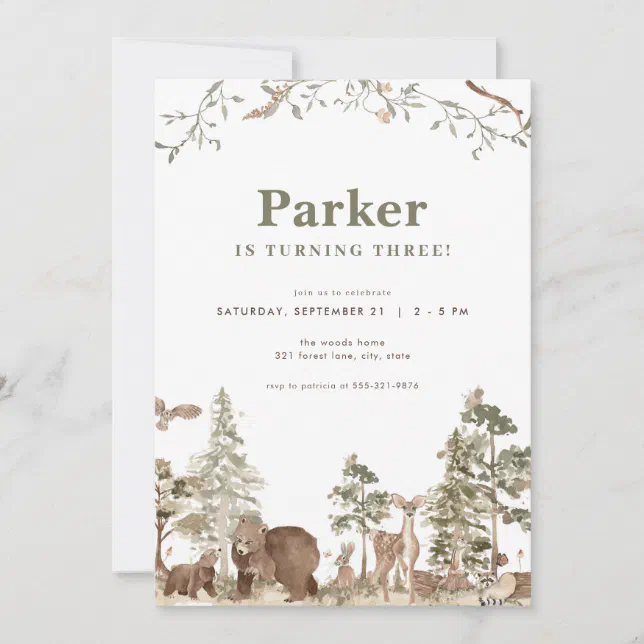 Woodland Forest Animals Birthday Invitation | Zazzle