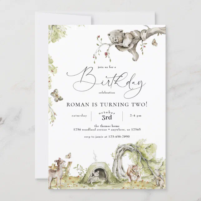 Woodland Forest Animals Birthday Invitation | Zazzle