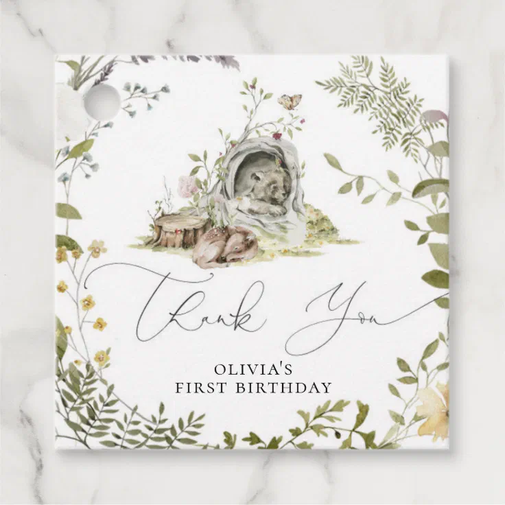 Woodland Forest Animals Birthday Thank You Favor Tags | Zazzle